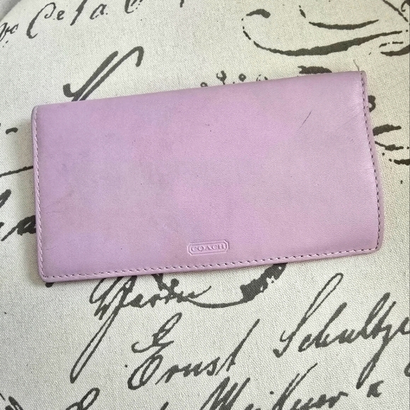 Coach | Bags | Coach Light Lavender Checkbook Cover Fold In Used ...